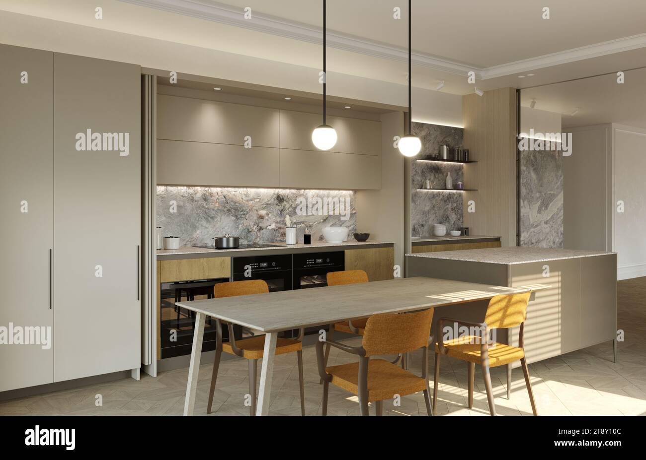 modern apartment interior, 3D illustration Stock Photo - Alamy