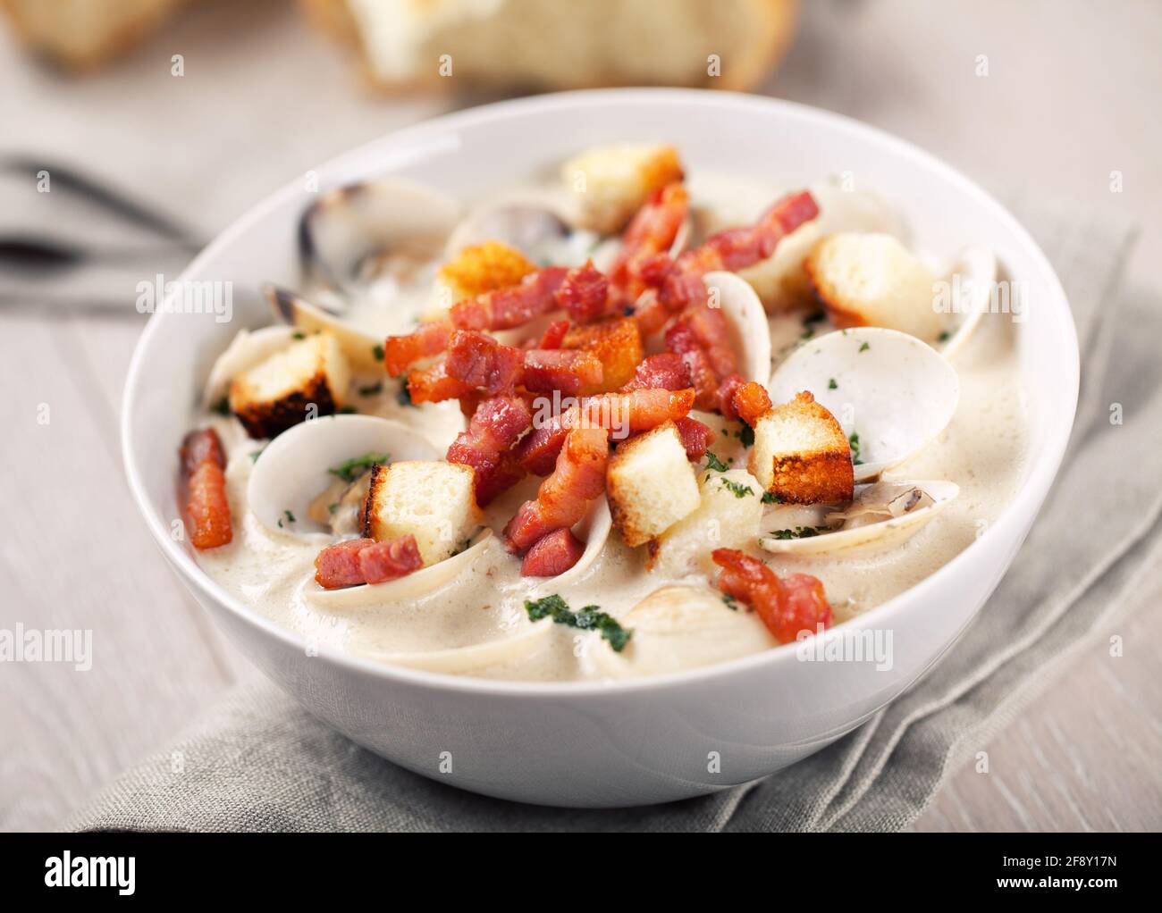 Creamy Clam Chowder on a plate. High quality photo Stock Photo - Alamy