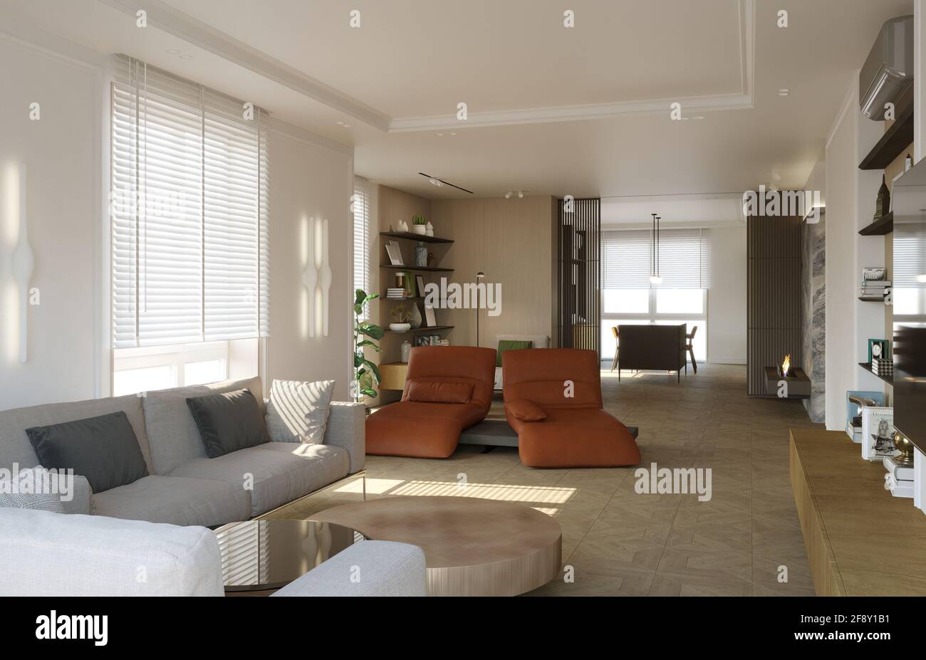 modern apartment interior, 3D illustration Stock Photo - Alamy