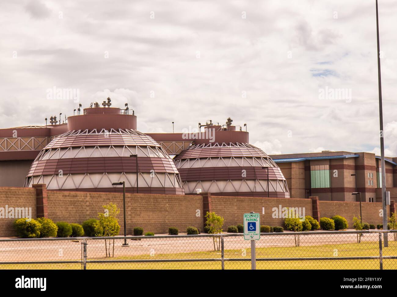 Unique Shaped Storage Tanks At Treatment Plant Stock Photo - Alamy