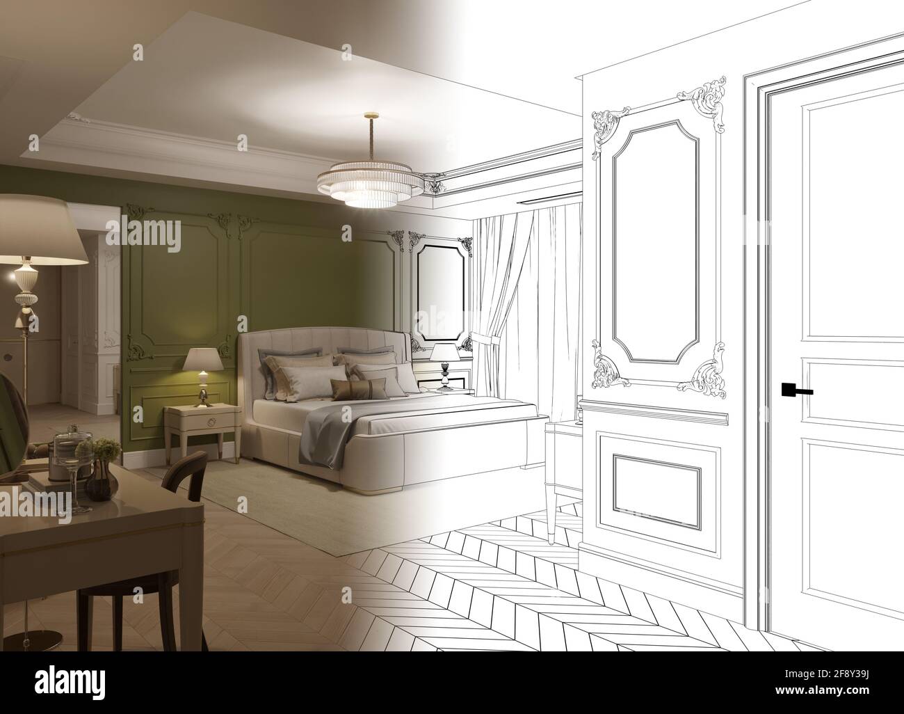 modern apartment interior, 3D illustration Stock Photo - Alamy