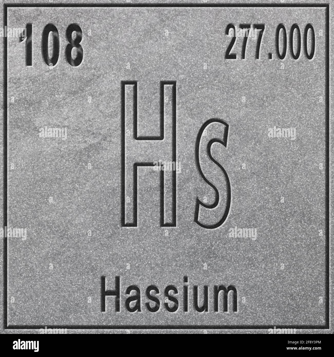 Hassium chemical element, Sign with atomic number and atomic weight ...