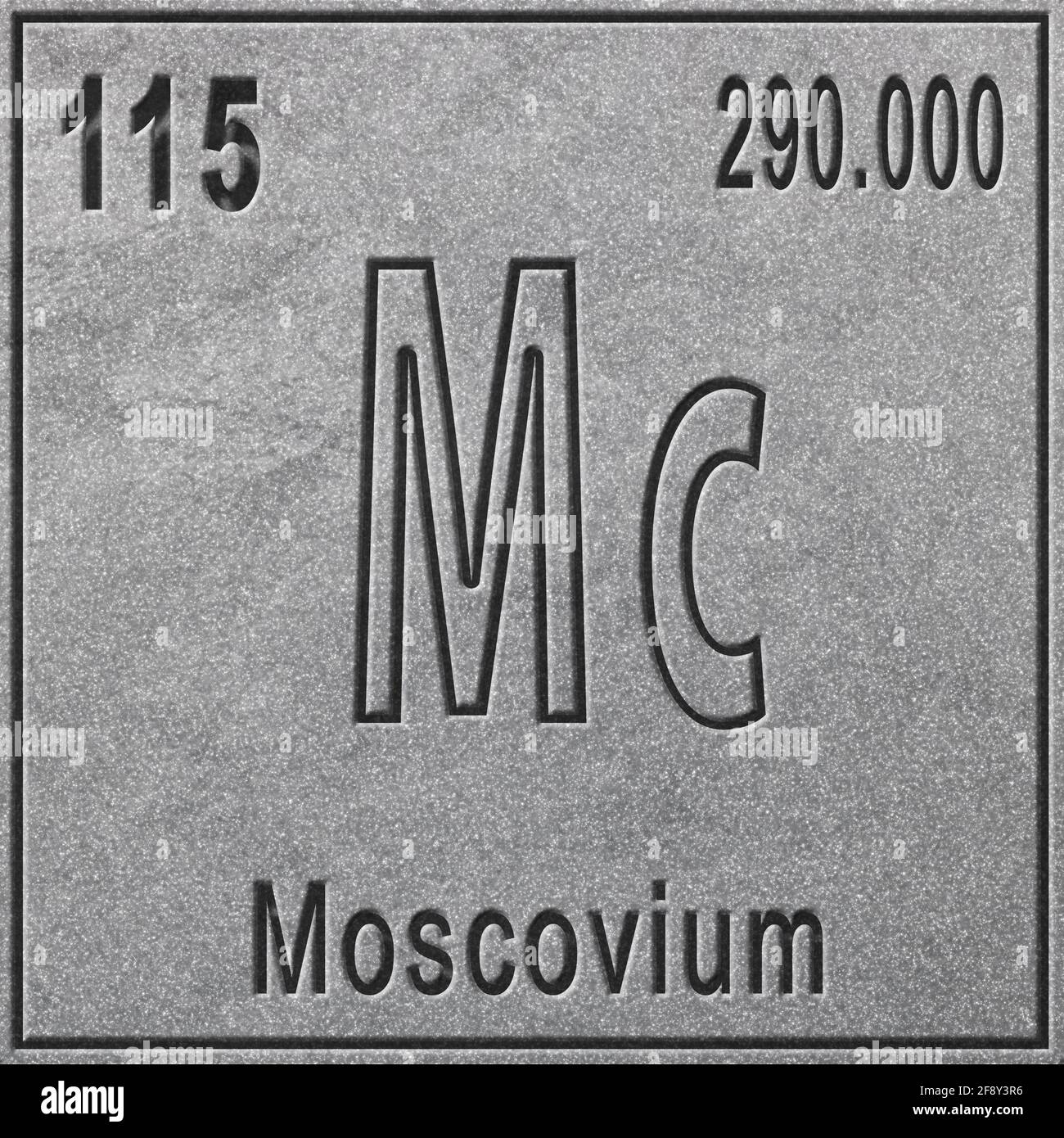 Moscovium chemical element, Sign with atomic number and atomic weight ...