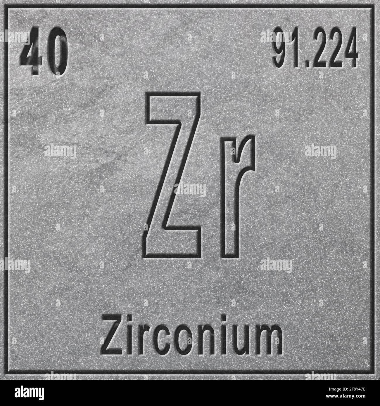 Zirconium chemical element, Sign with atomic number and atomic weight ...