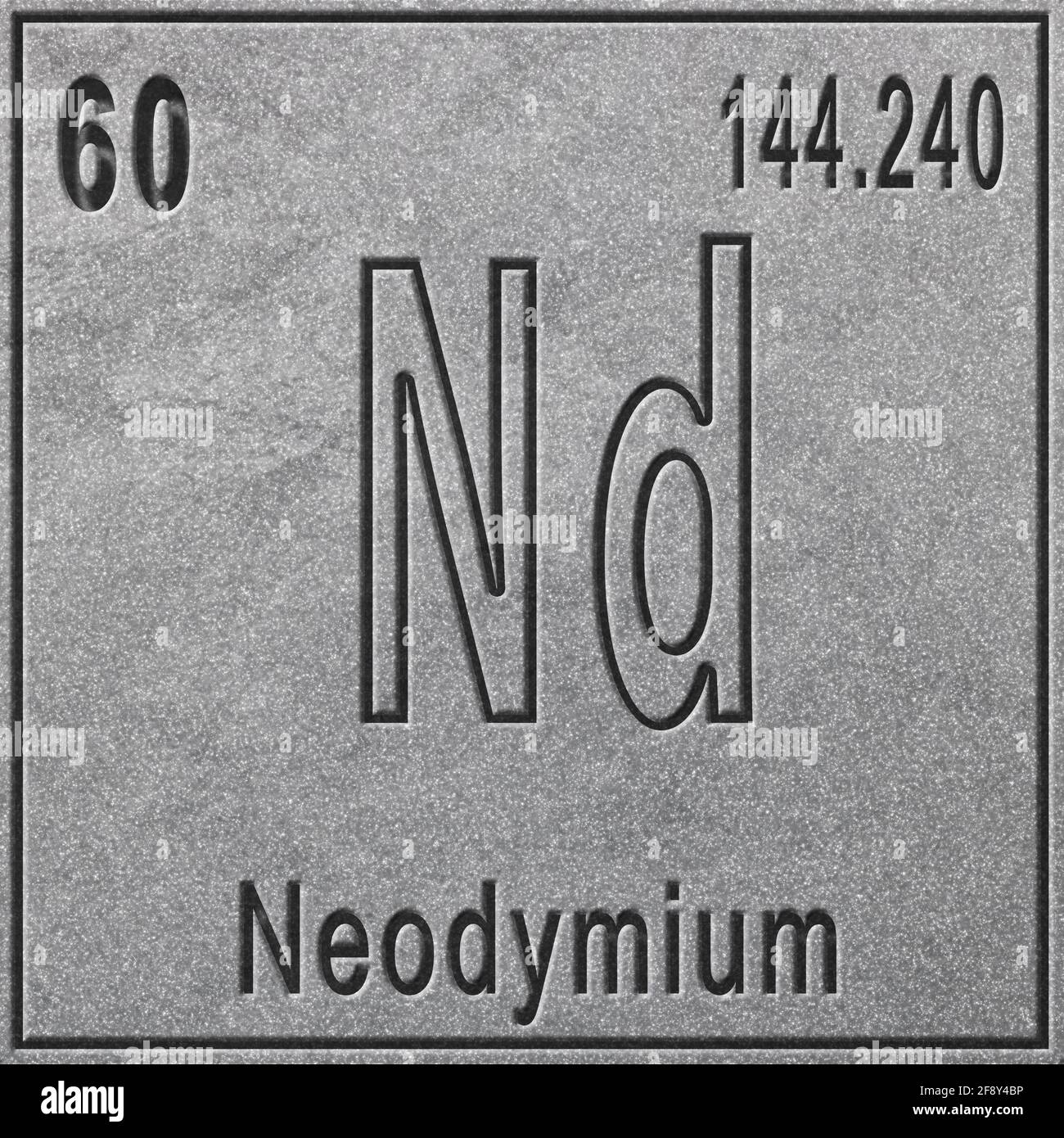 Neodymium chemical element, Sign with atomic number and atomic weight ...