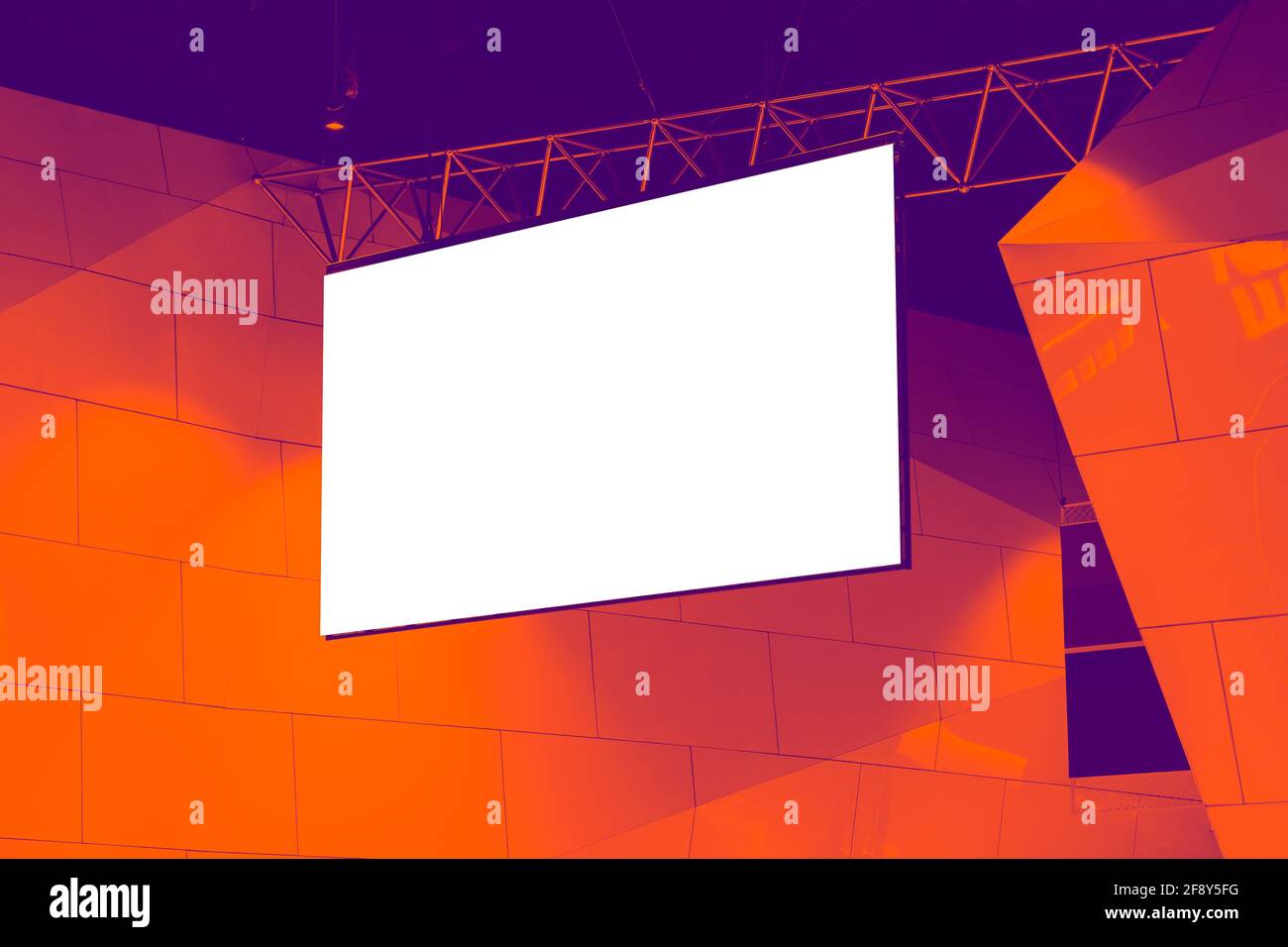 empty billboard screen panel on modern building colored for advertising ...