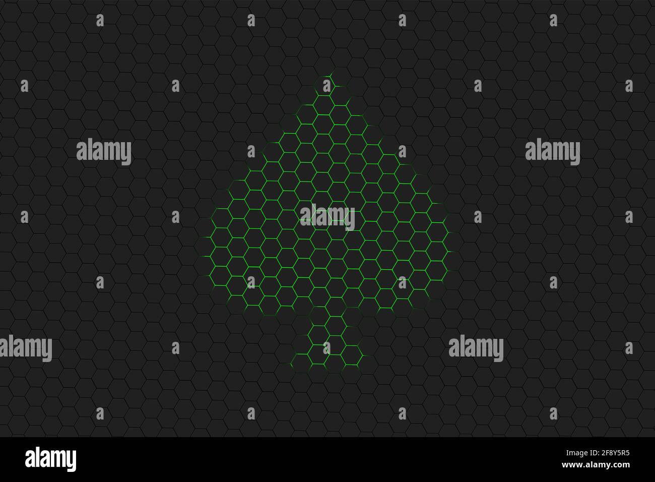 Spade card symbol, playing cards symbol, green hexagon Stock Photo - Alamy