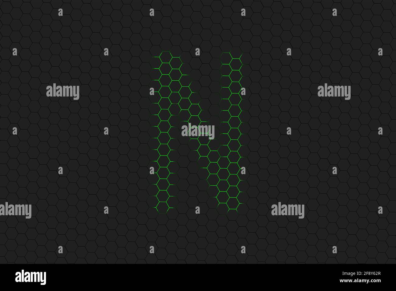 Nu sign. Nu letter, Greek alphabet Symbol, green hexagon Stock Photo ...