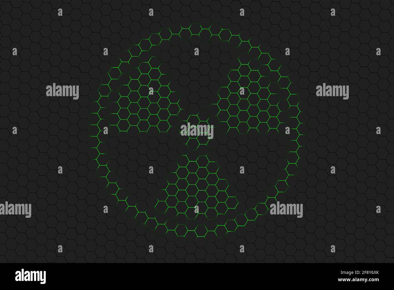 Radiation sign, Radiation symbol, hazard warning sign, green hexagon ...