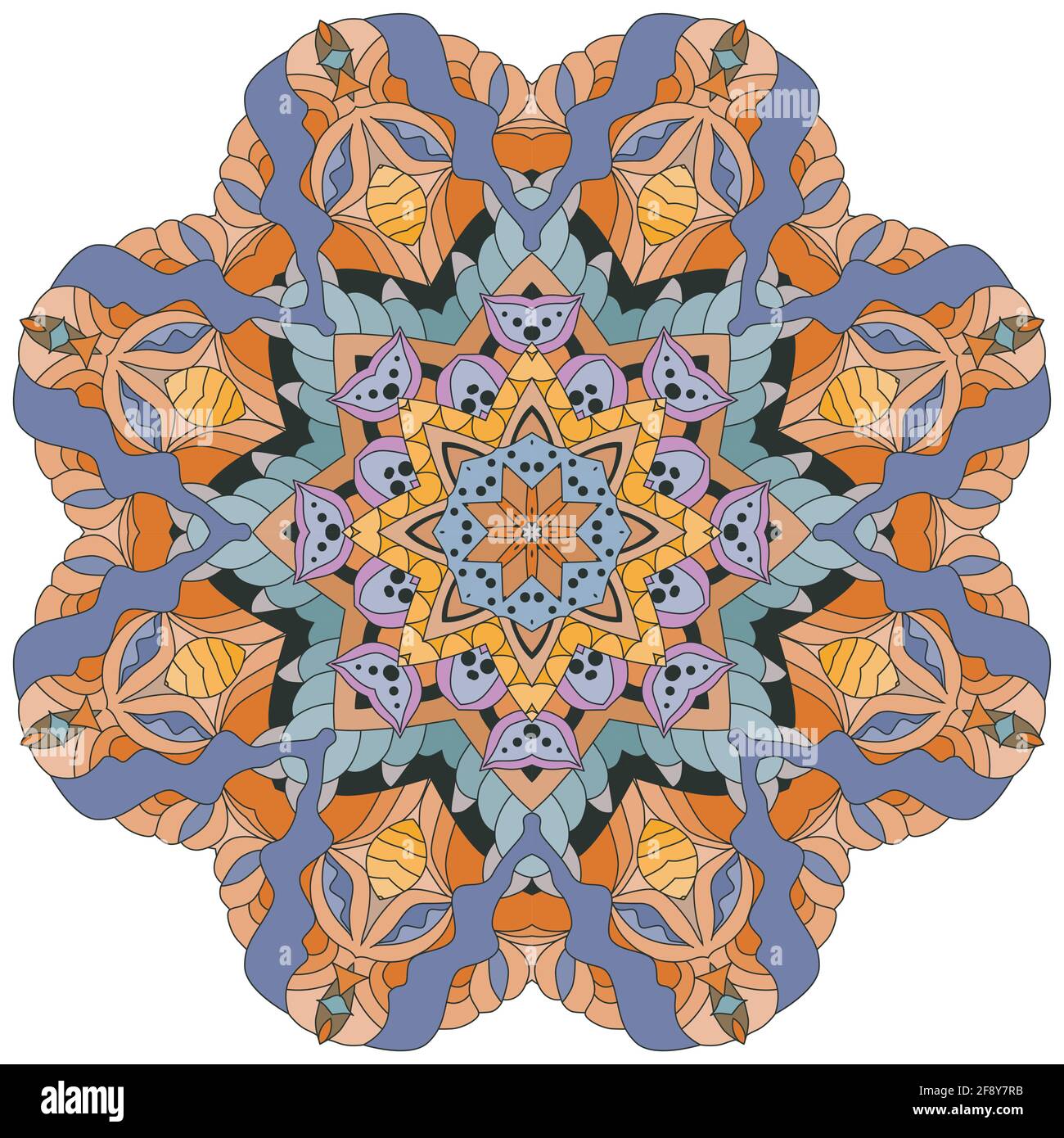 Decorative round ornaments. Unusual flower shape. Oriental vector, Anti ...