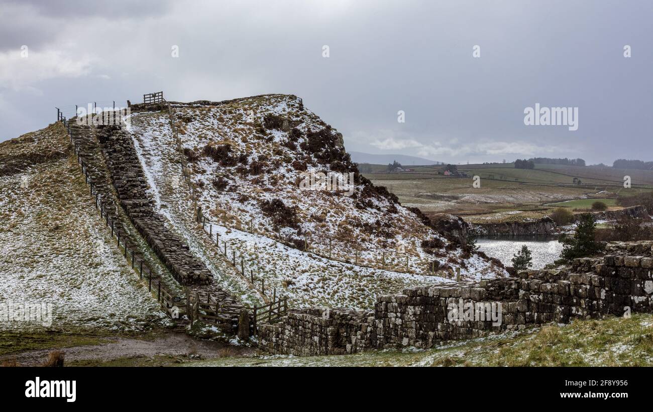 Winter Landscape at Cawfields Quarry on Hadrian's Wall, Roman Wall ...