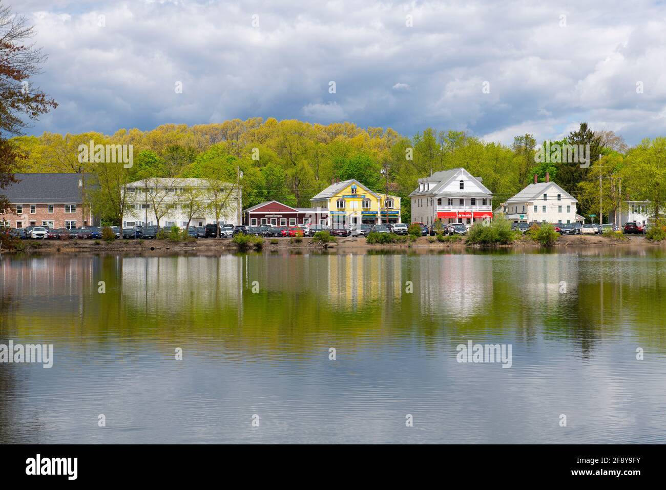 Historic commercial buildings on Main Street at Millpond in Maynard ...