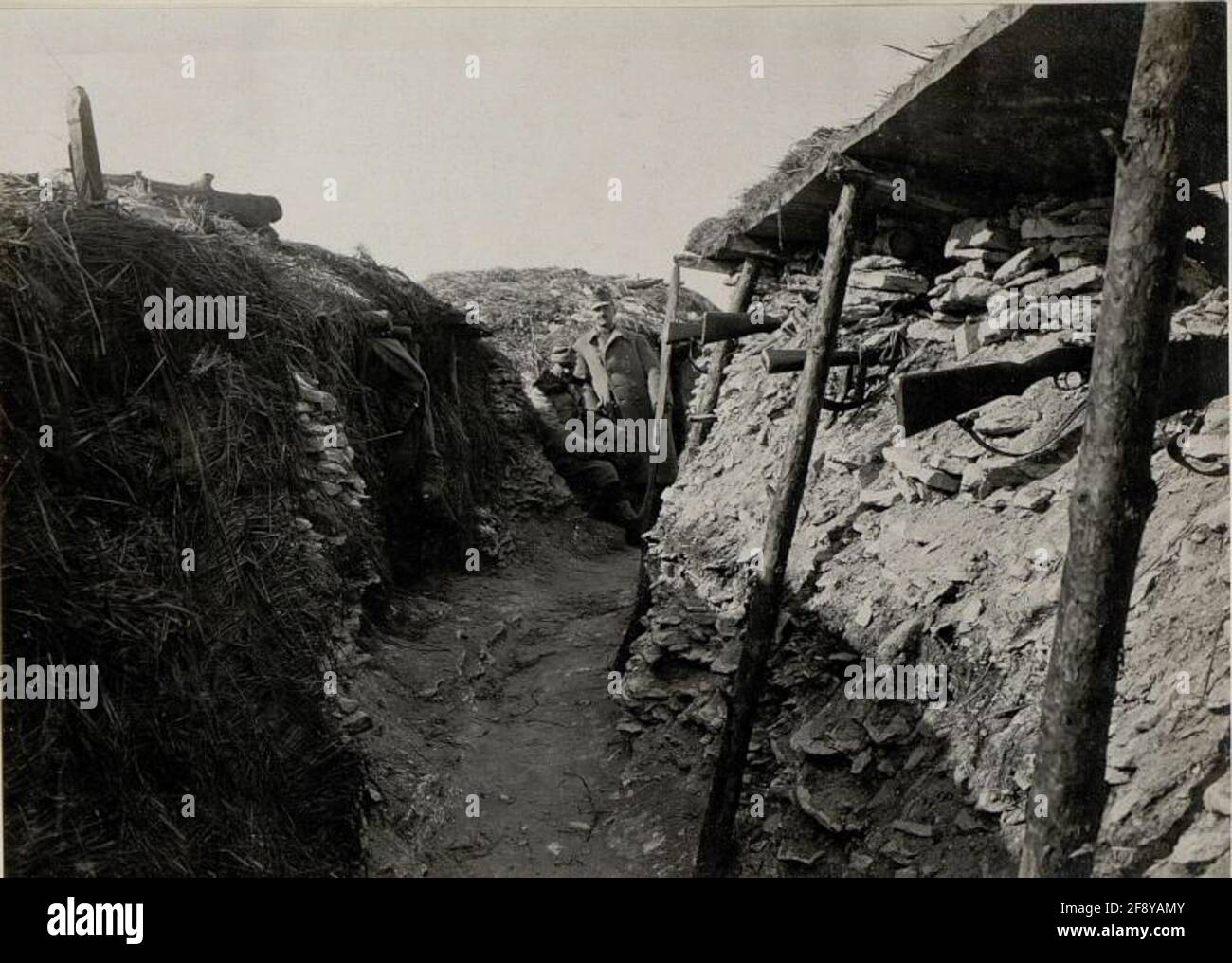 Trenches with covered shelters in the battle position of I.R.4, west of ...