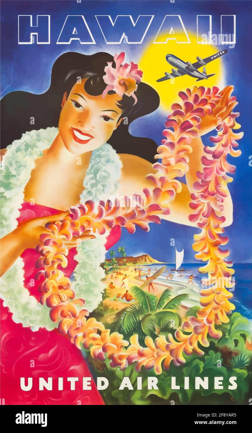 Hawaii travel poster vintage hi-res stock photography and images - Alamy