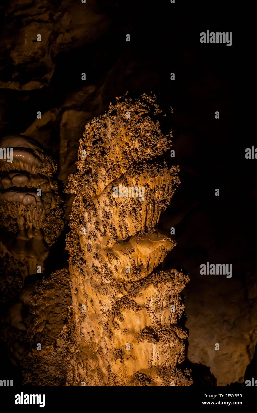 Coralloids, aka cave popcorn, on stalagmite deep underground in ...