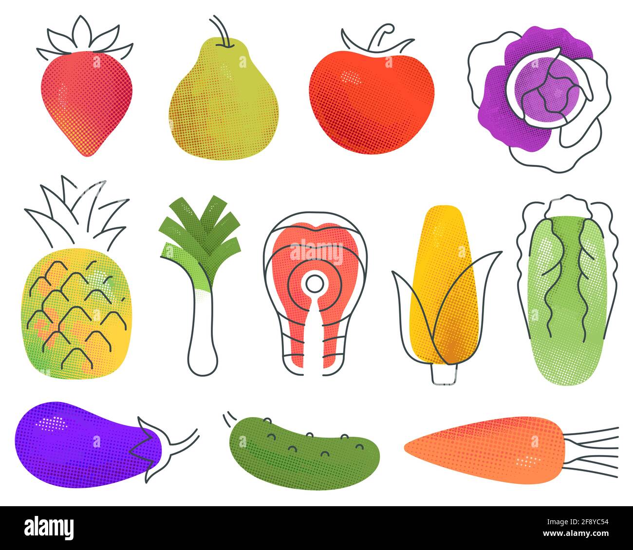 Assorted fruit fruits Stock Vector Images - Alamy