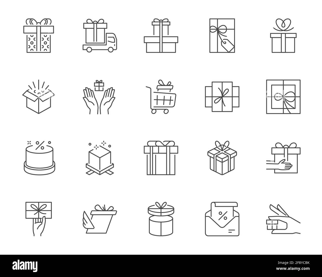 Collection of line art vector elements of different types of present ...