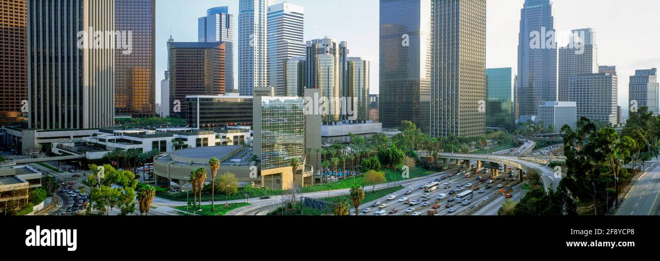 City skyline with high rise buildings, Los Angeles, California, USA ...