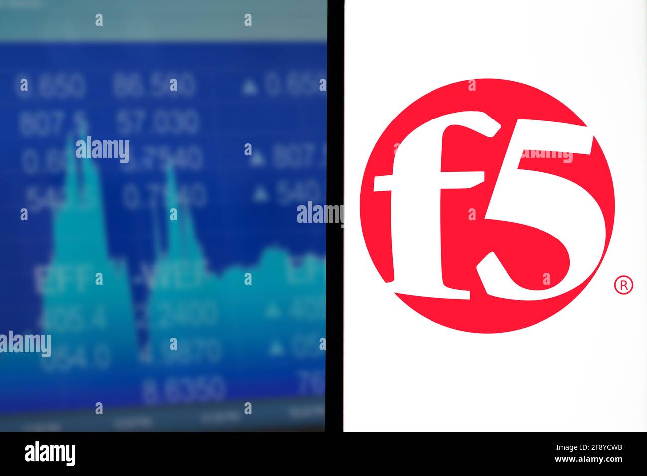 In this photo illustration, the F5 Networks logo seen displayed on a ...