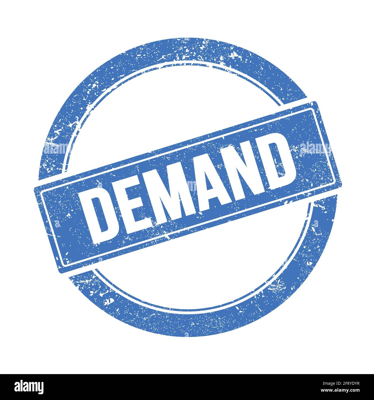DEMAND text on blue grungy round vintage stamp Stock Photo - Alamy