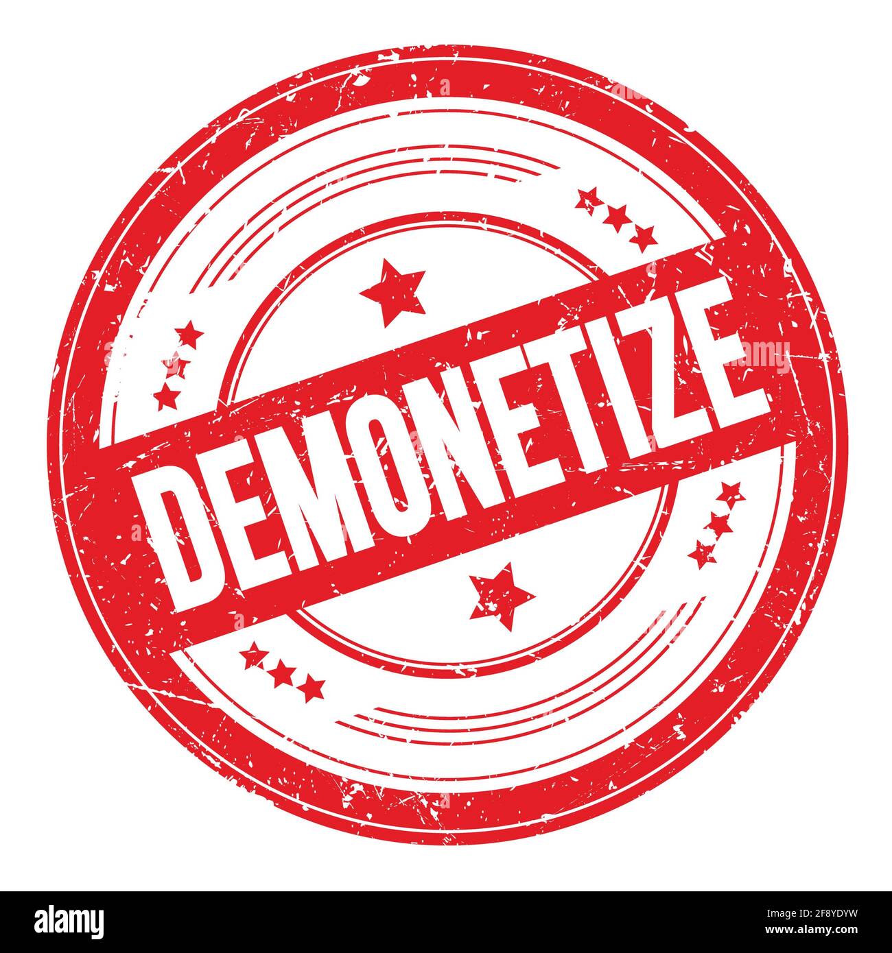 DEMONETIZE text on red round grungy texture stamp Stock Photo - Alamy