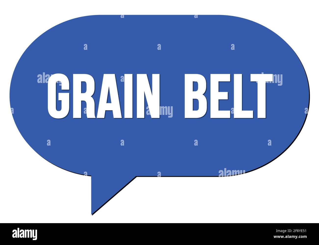 GRAIN BELT text written in a blue speech bubble stamp Stock Photo - Alamy