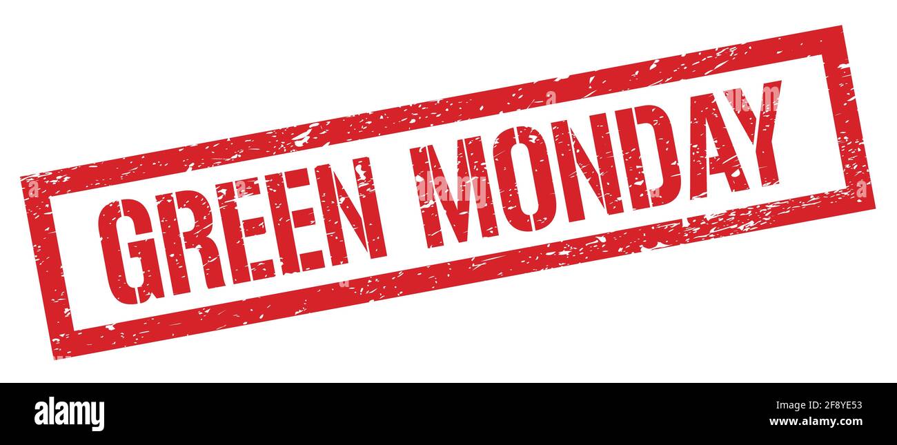 GREEN MONDAY red grungy rectangle stamp sign Stock Photo - Alamy