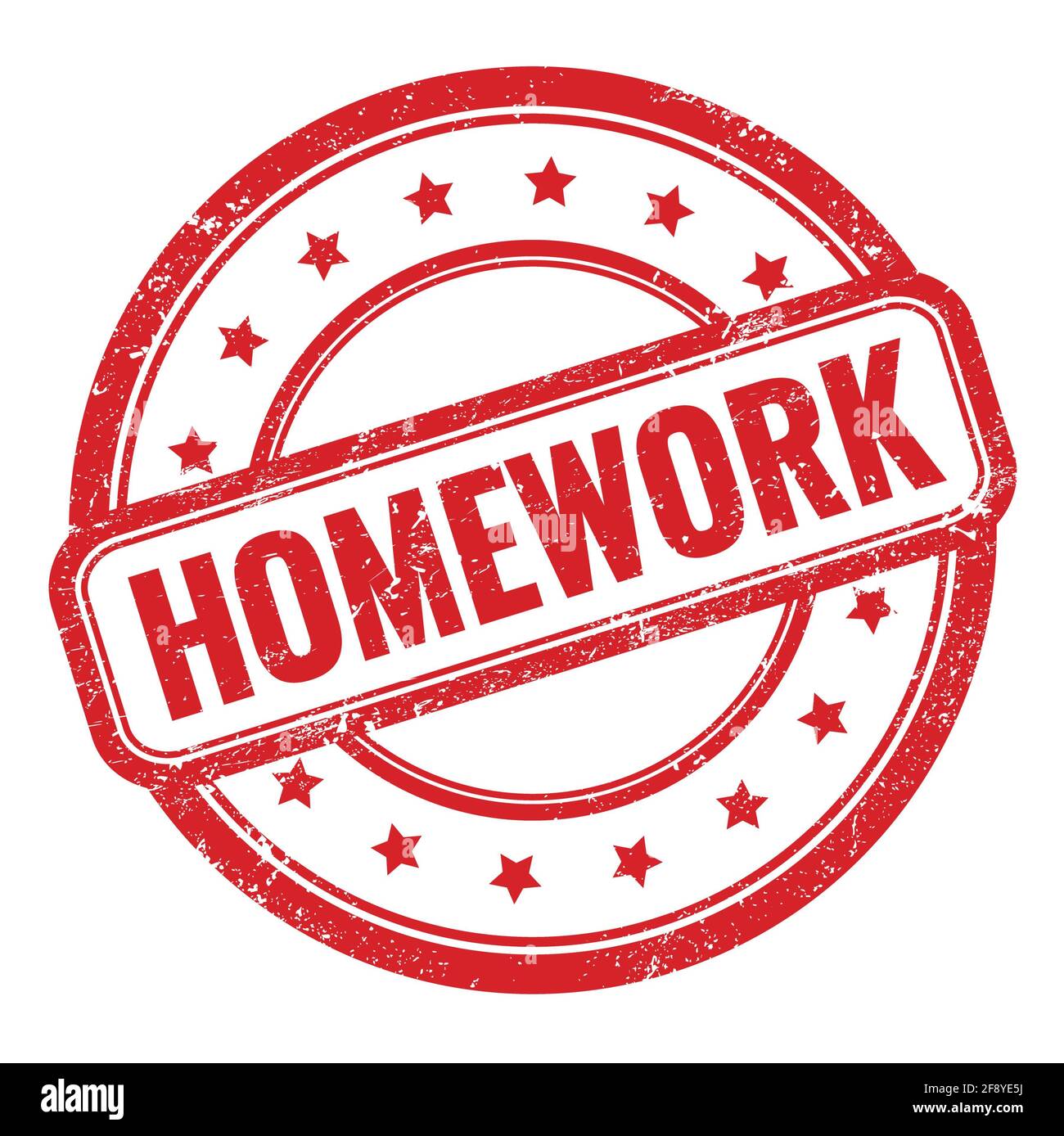 HOMEWORK text on red grungy vintage round rubber stamp Stock Photo - Alamy