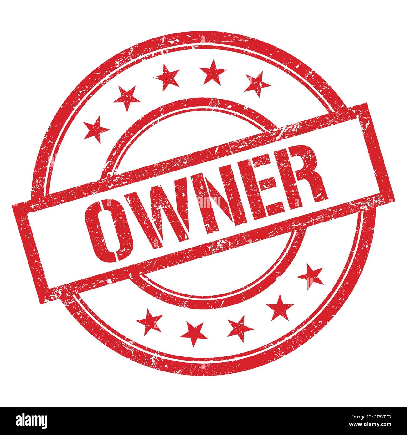 OWNER text written on red round vintage rubber stamp Stock Photo - Alamy