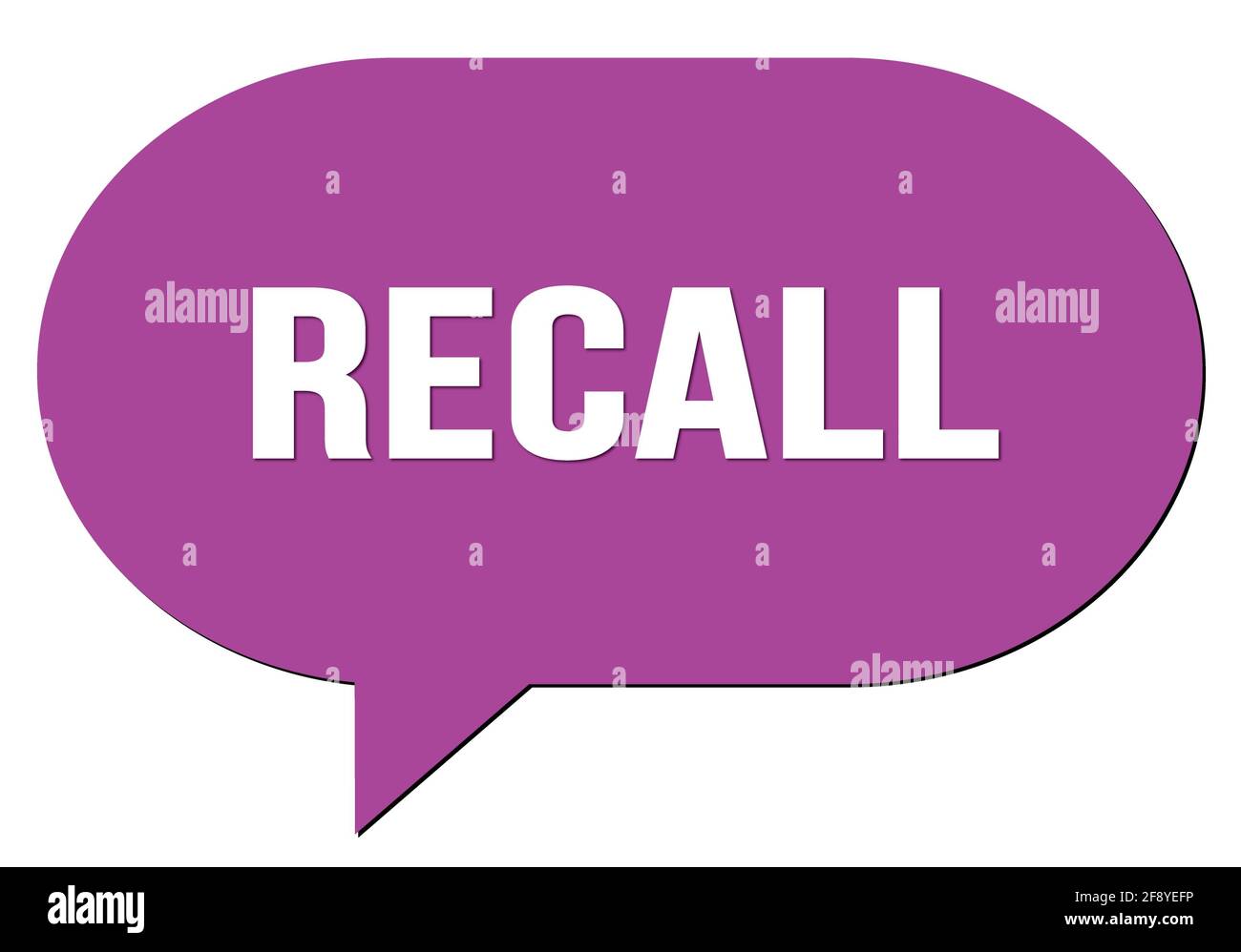 RECALL text written in a violet speech bubble stamp Stock Photo - Alamy