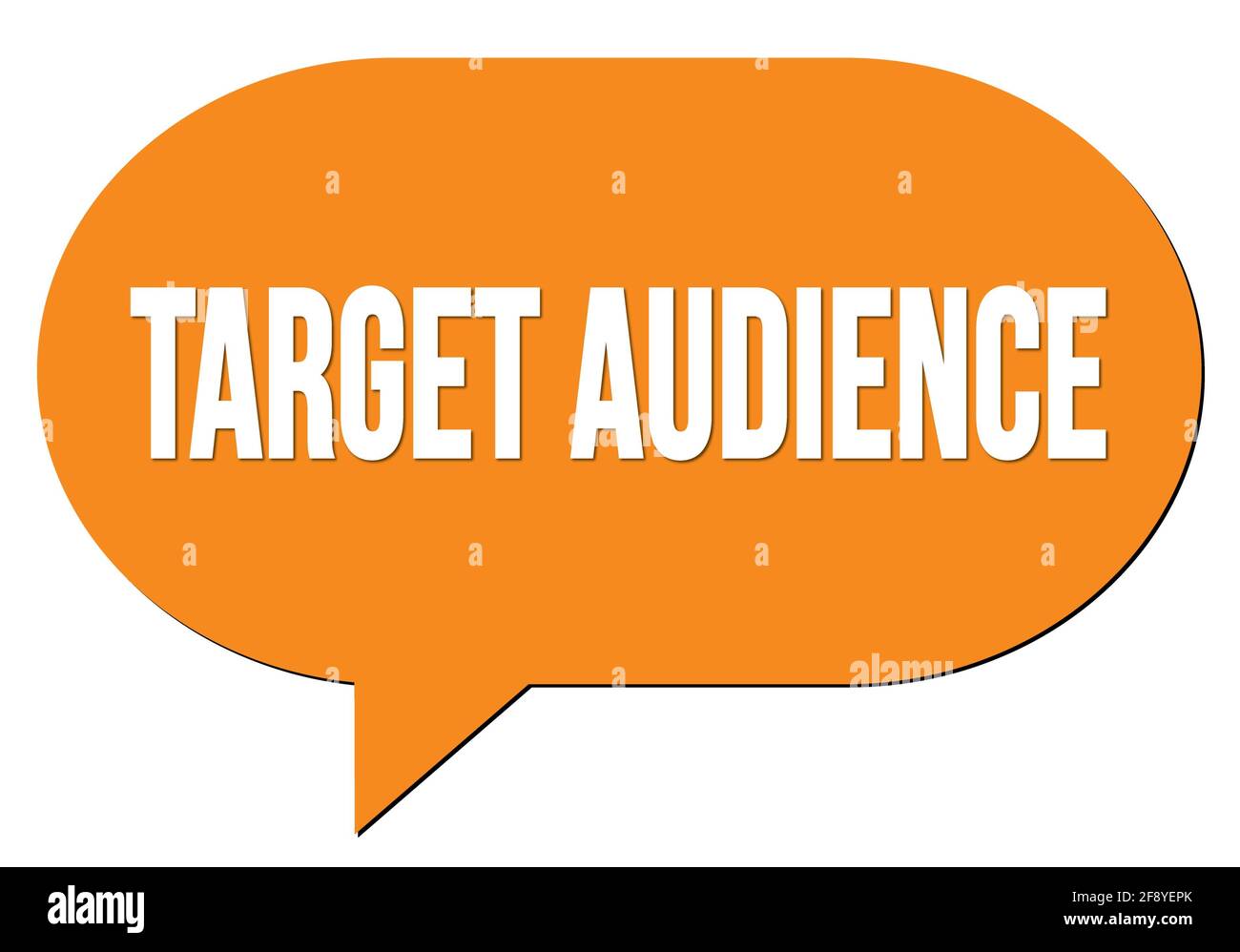 TARGET AUDIENCE text written in an orange speech bubble stamp Stock ...