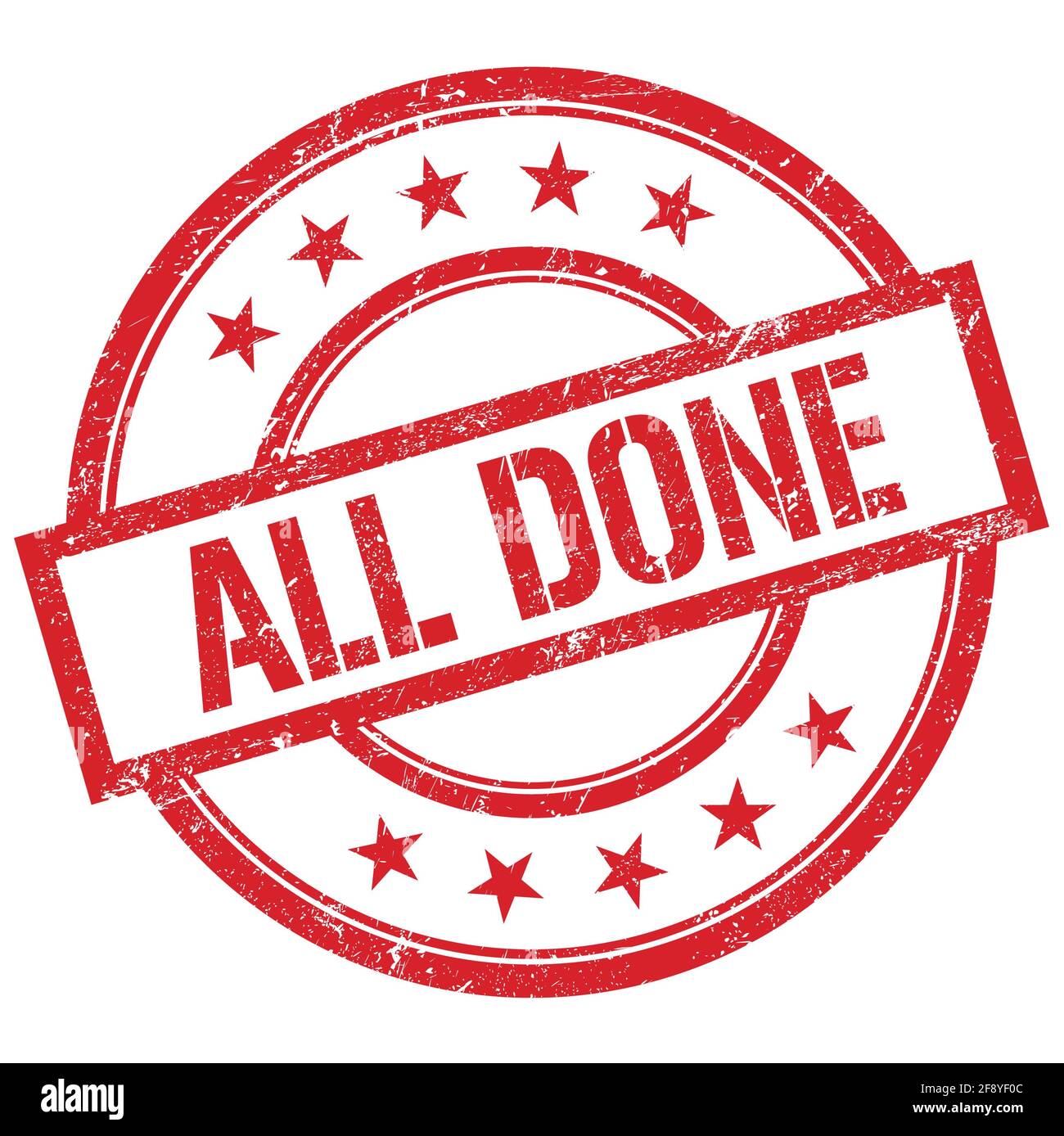 ALL DONE text written on red round vintage rubber stamp Stock Photo - Alamy