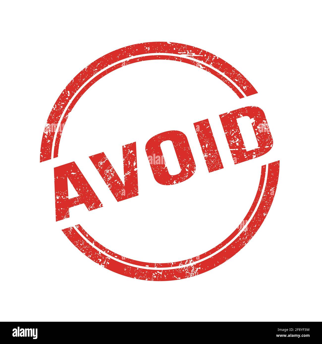 AVOID text written on red grungy vintage round stamp Stock Photo - Alamy