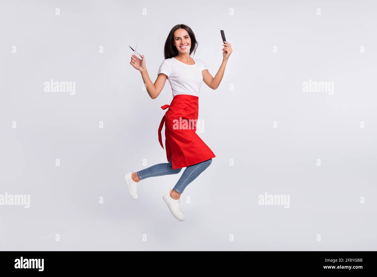 Full Size Profile Photo Of Nice Optimistic Brunette Long Hairdo Lady