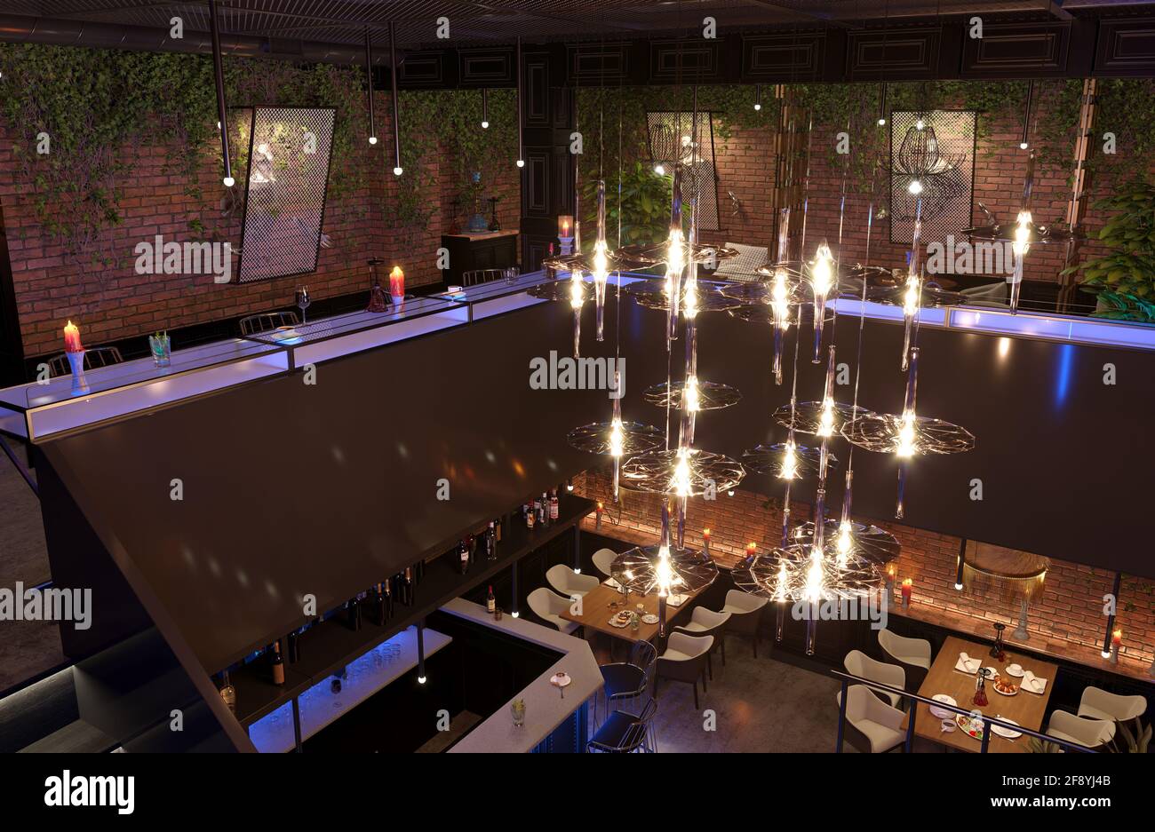 bar counter in a nightclub, interior visualization, 3D illustration ...