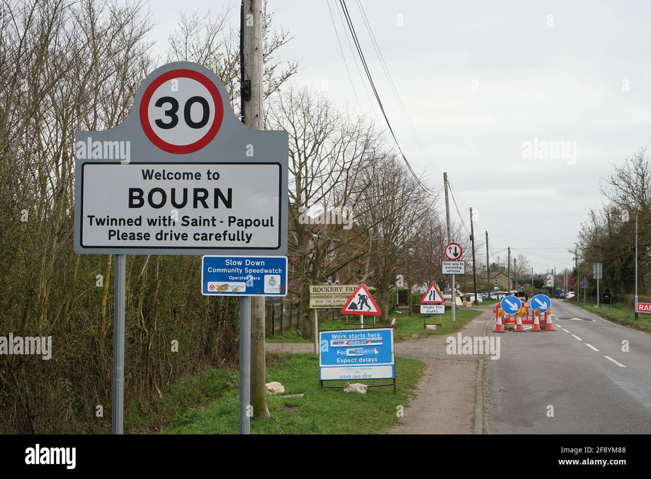 Bourn Village sign , Cambridgeshire Stock Photo - Alamy