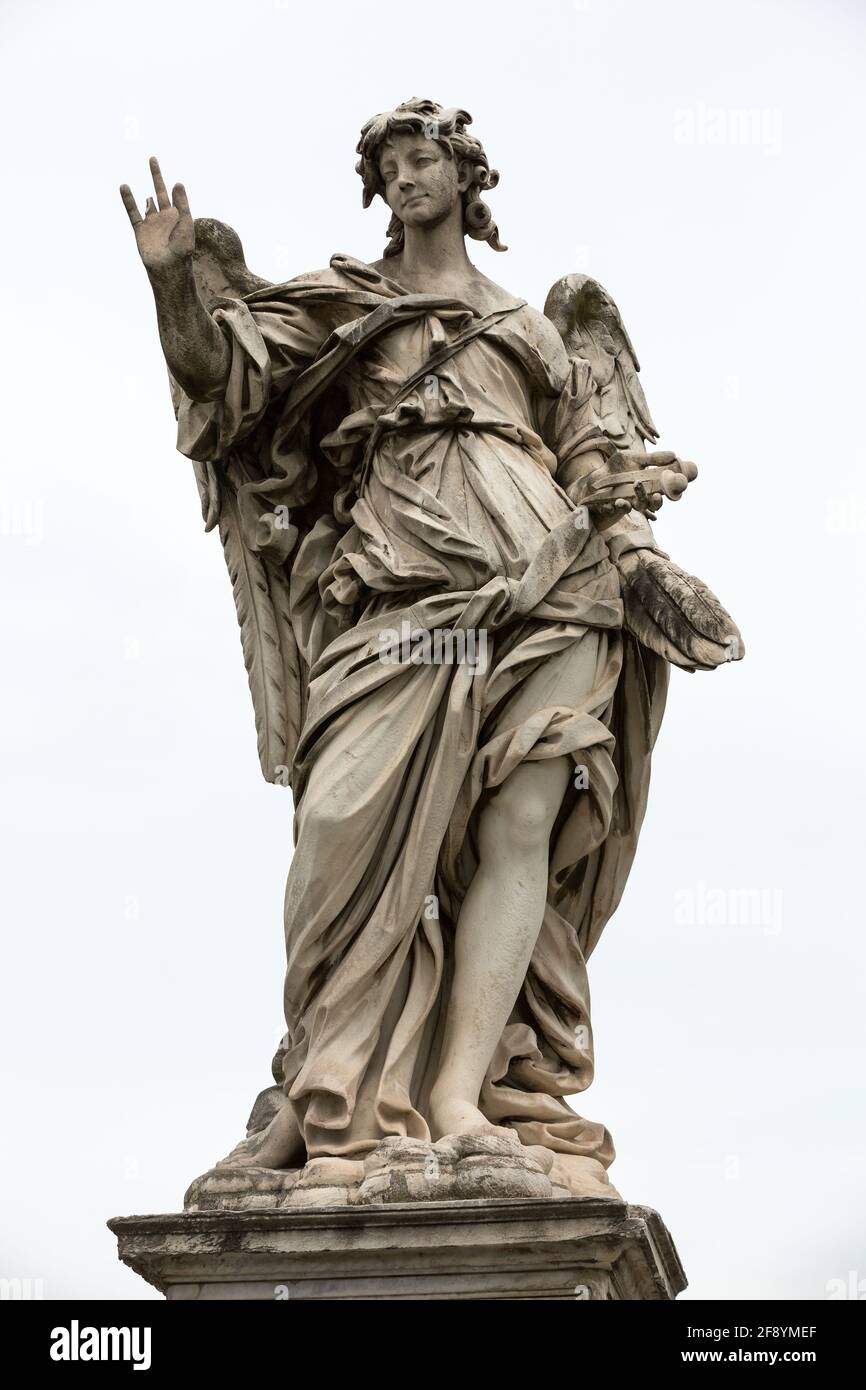Marble statue of angel from the Sant'Angelo Bridge in Rome, Italy ...