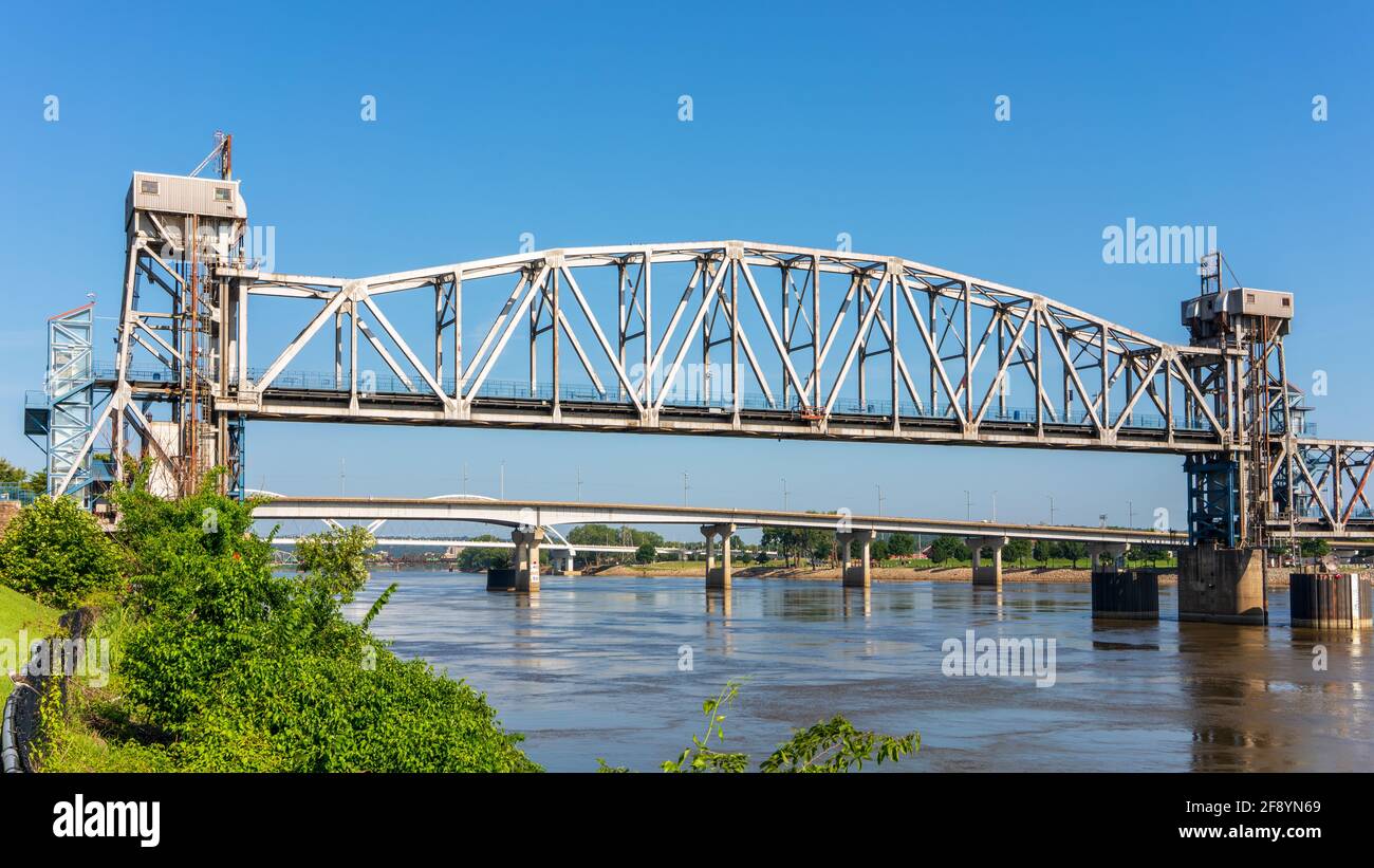 Junction Bridge over Arkansas River in Little Rock, Arkansas, USA Stock ...