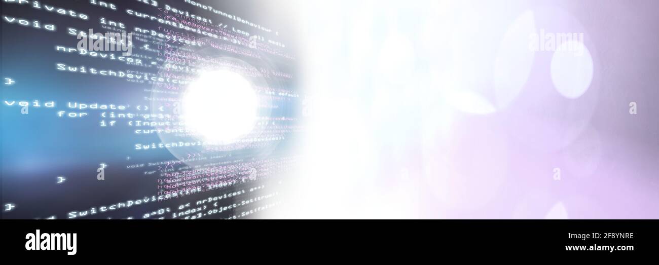 Computer code processing against black and pink background, program ...