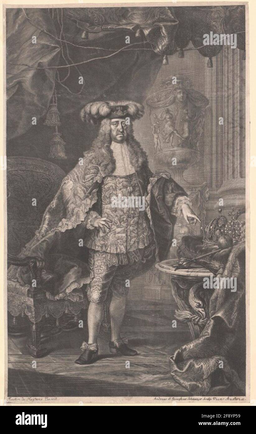 Portrait of Kaiser Karl VI. Copper engraving by Andreas and Josef ...