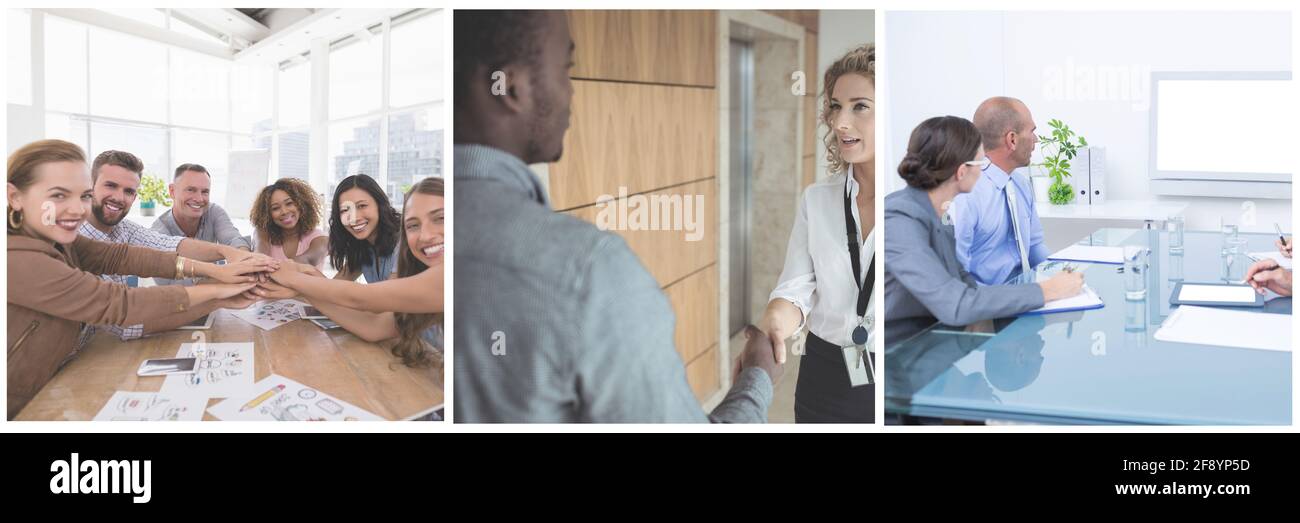 Business colleagues interacting with each other Stock Photo - Alamy