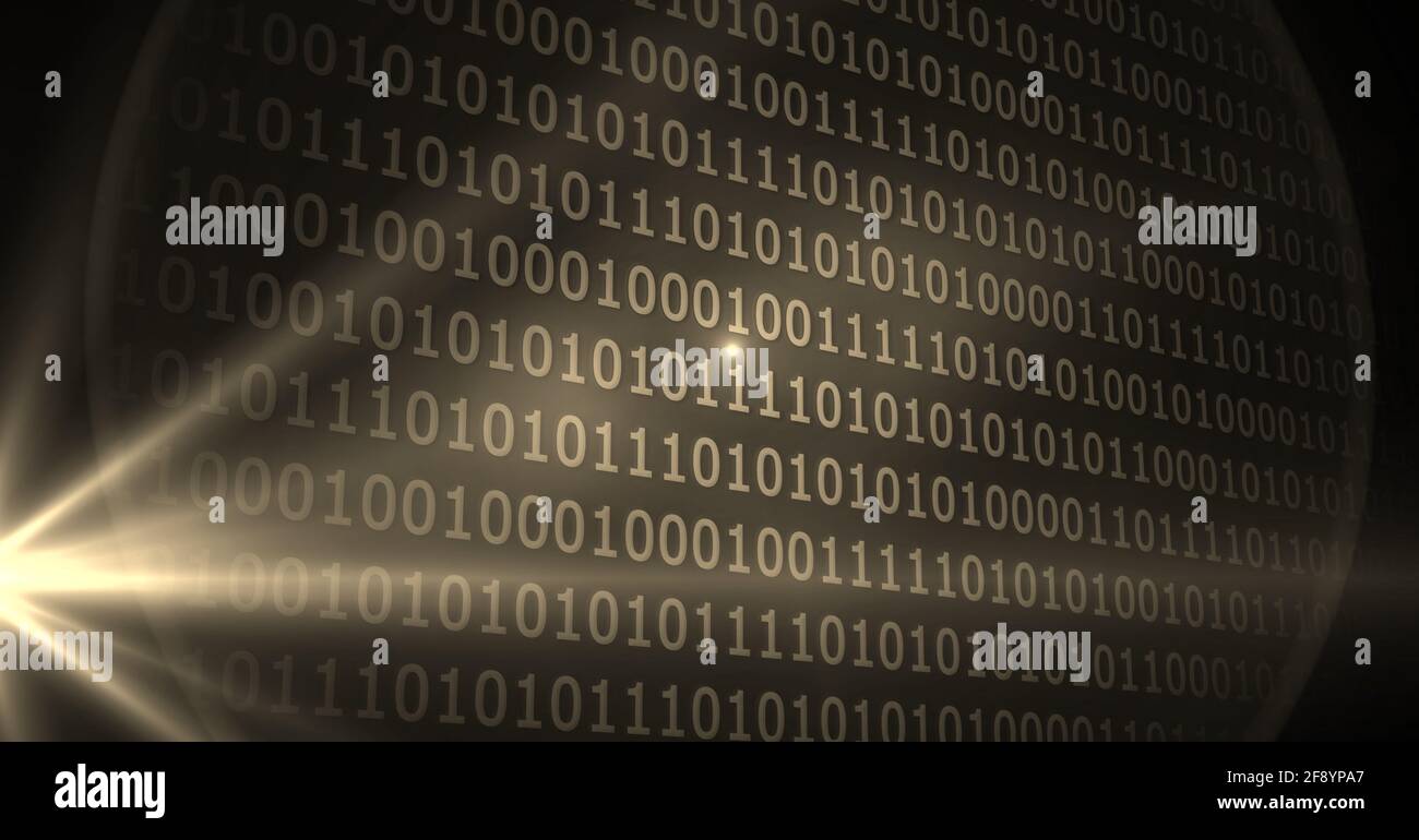 Computer code processing against a black background, program coding and ...