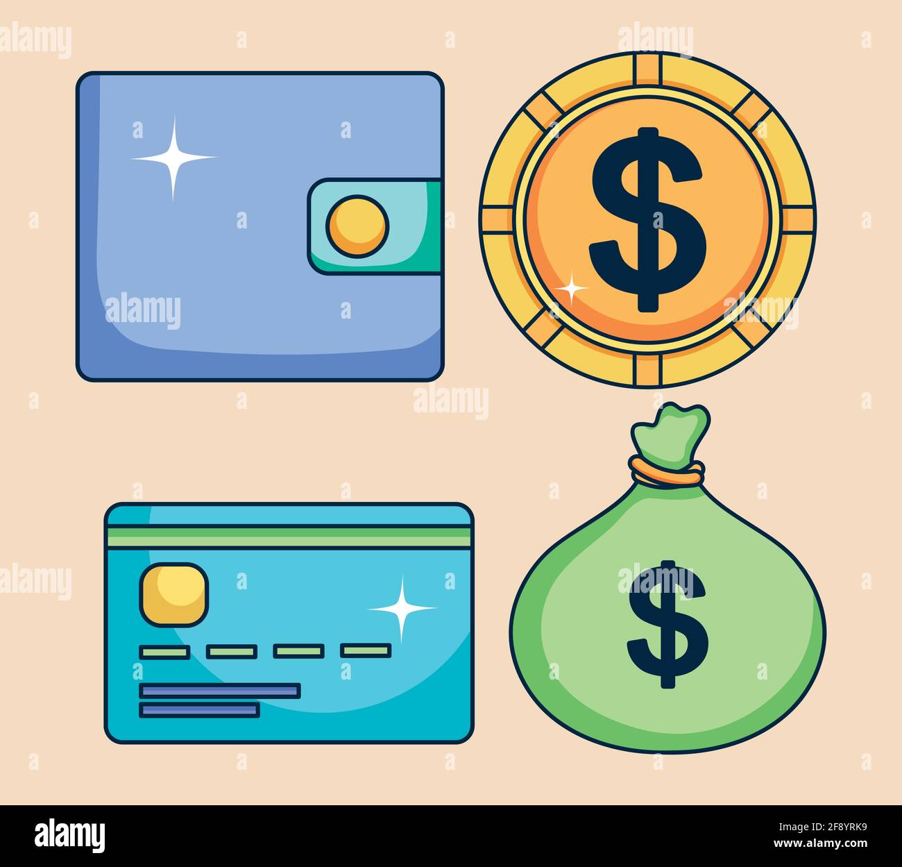 wallet and money items set Stock Vector Image & Art - Alamy