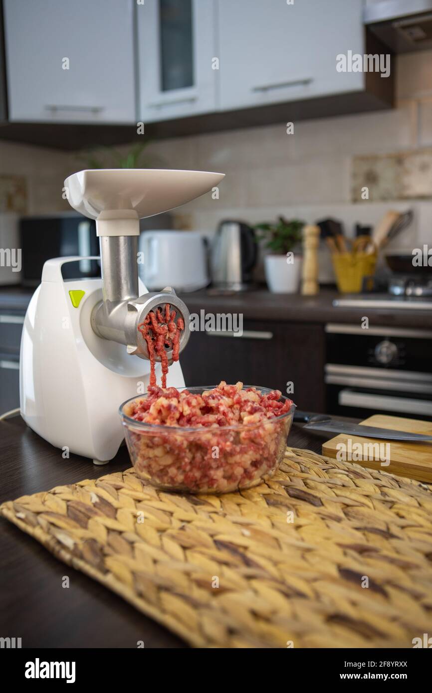 meat grinder close up chicken with beef Stock Photo - Alamy