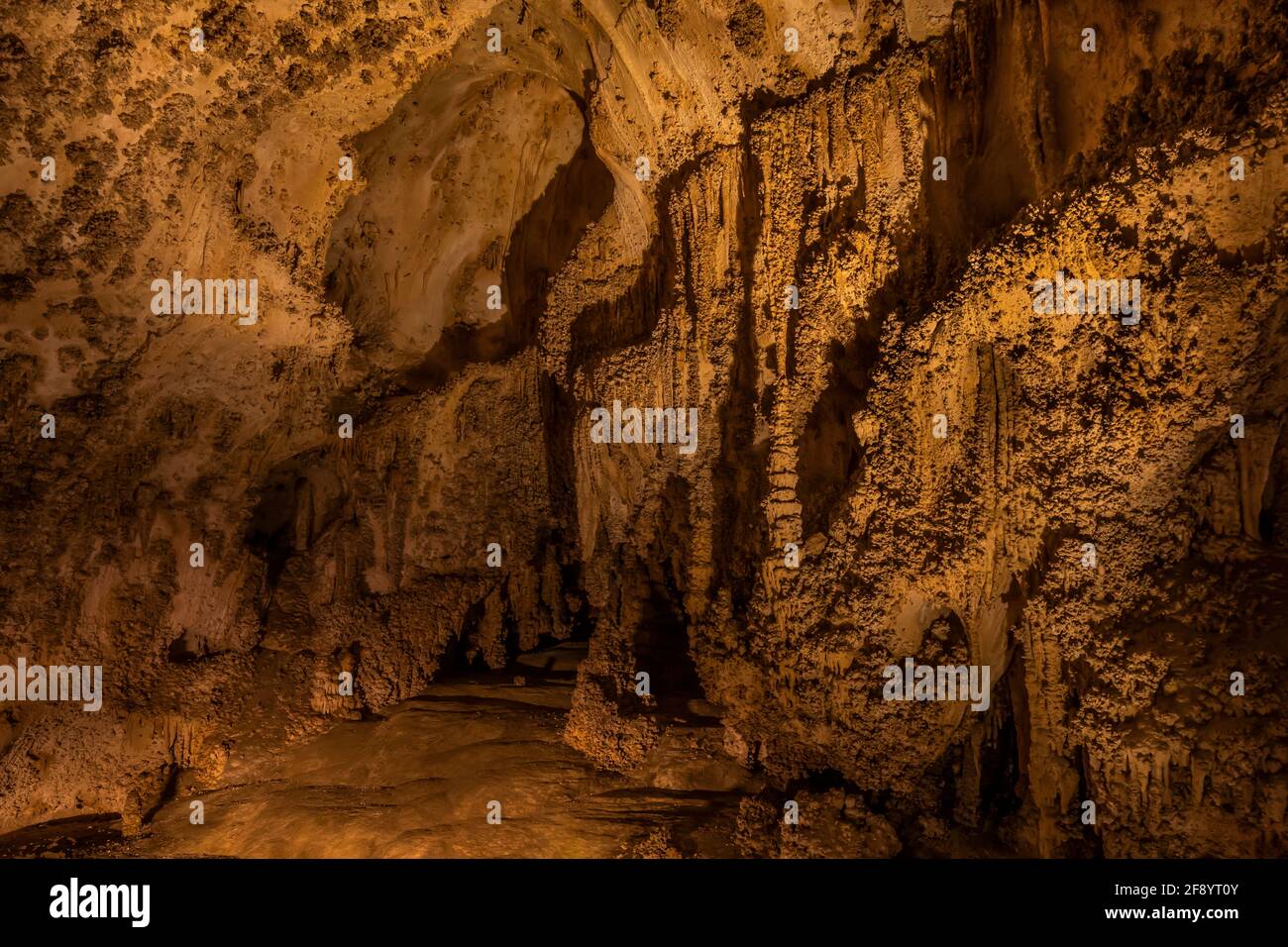 Cave formations along the Big Room Trail deep underground in Carlsbad ...