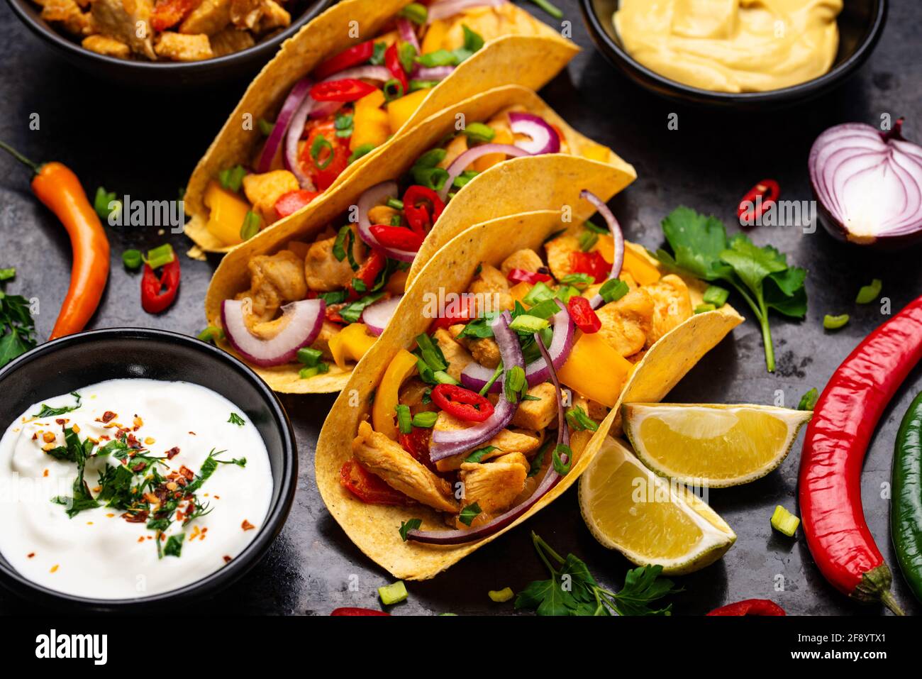 Traditional Mexican tacos with meat Stock Photo - Alamy
