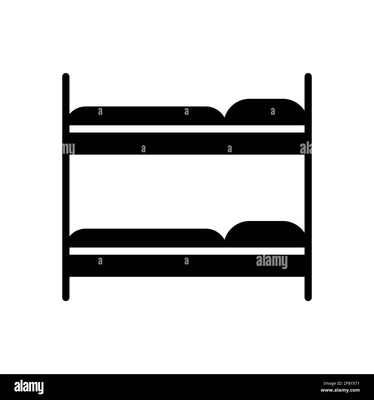 Bunk bed flat vector glyph icon. Graph symbol for travel and tourism ...
