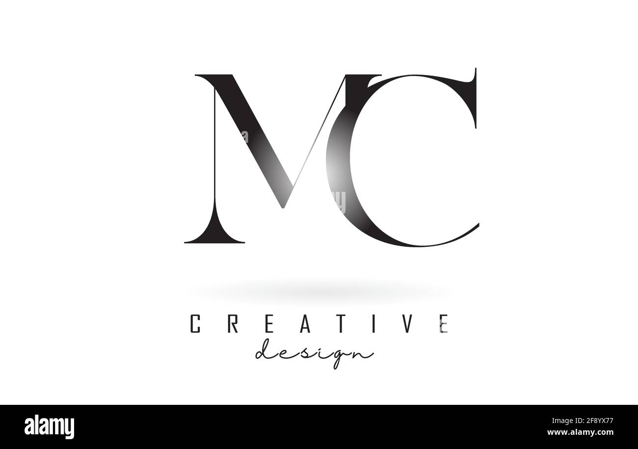 MC m c letter design logo logotype concept with serif font and elegant ...