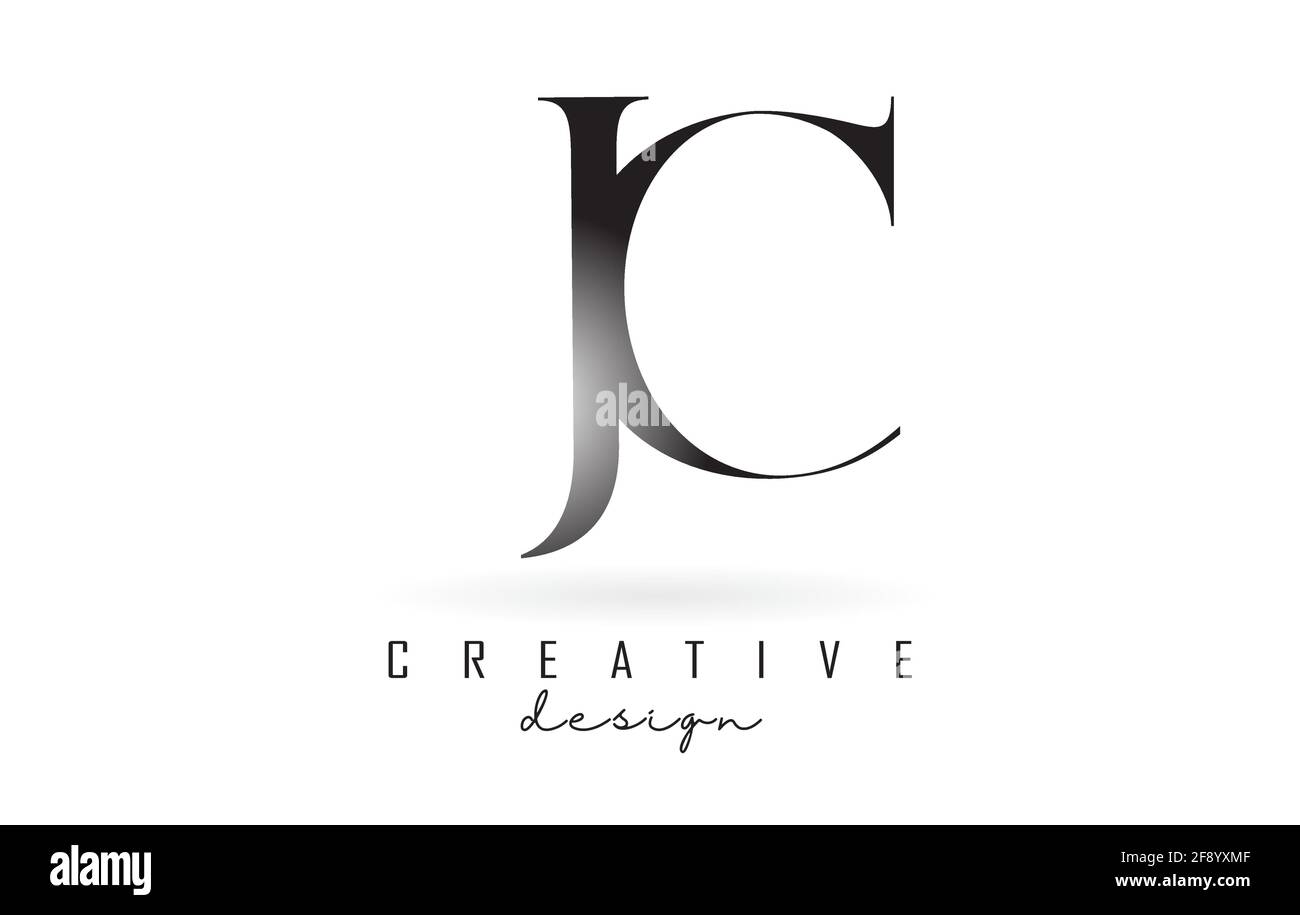 JC j c letter design logo logotype concept with serif font and elegant ...