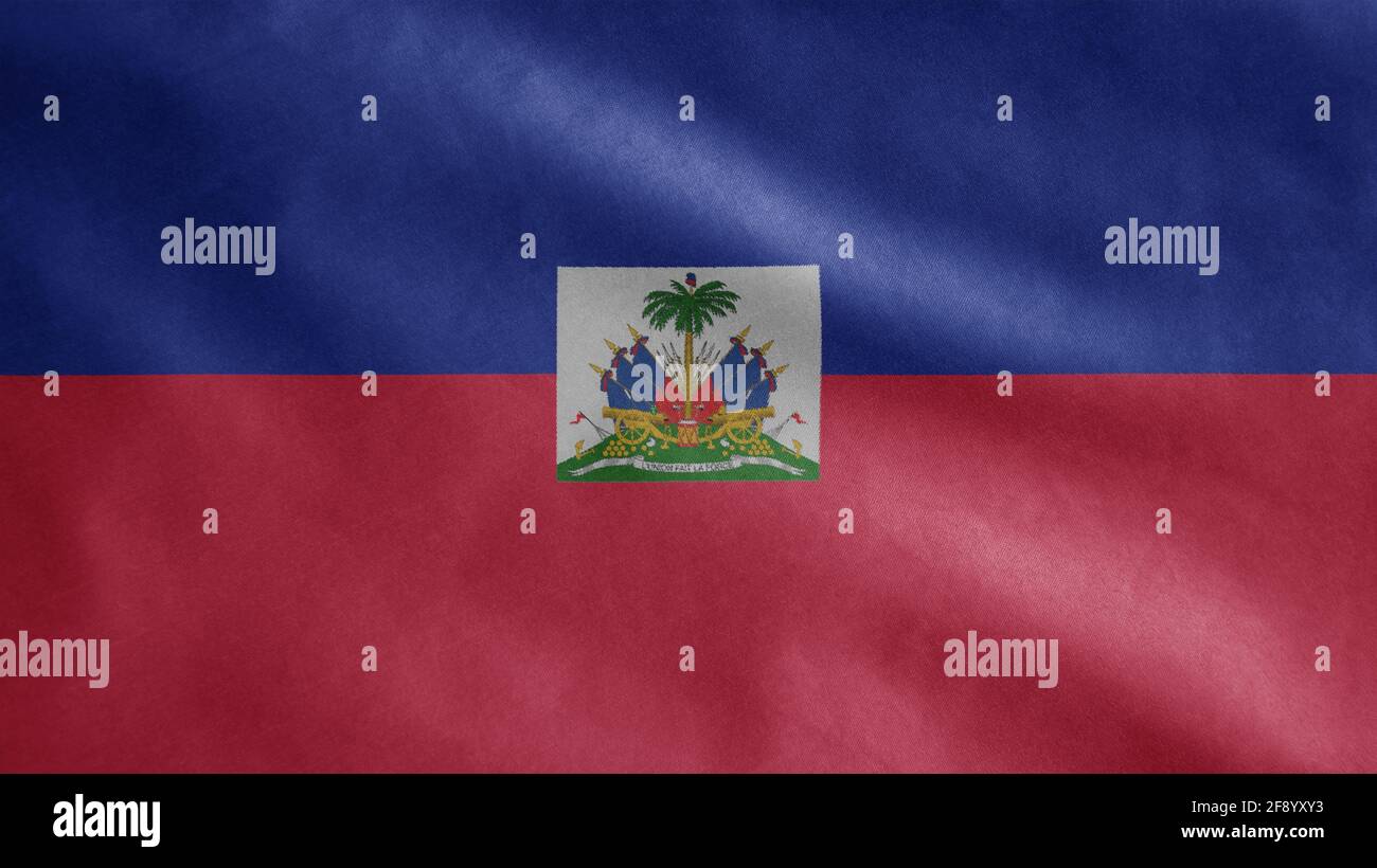 Haitian flag waving in the wind. Close up of Haiti banner blowing, soft ...